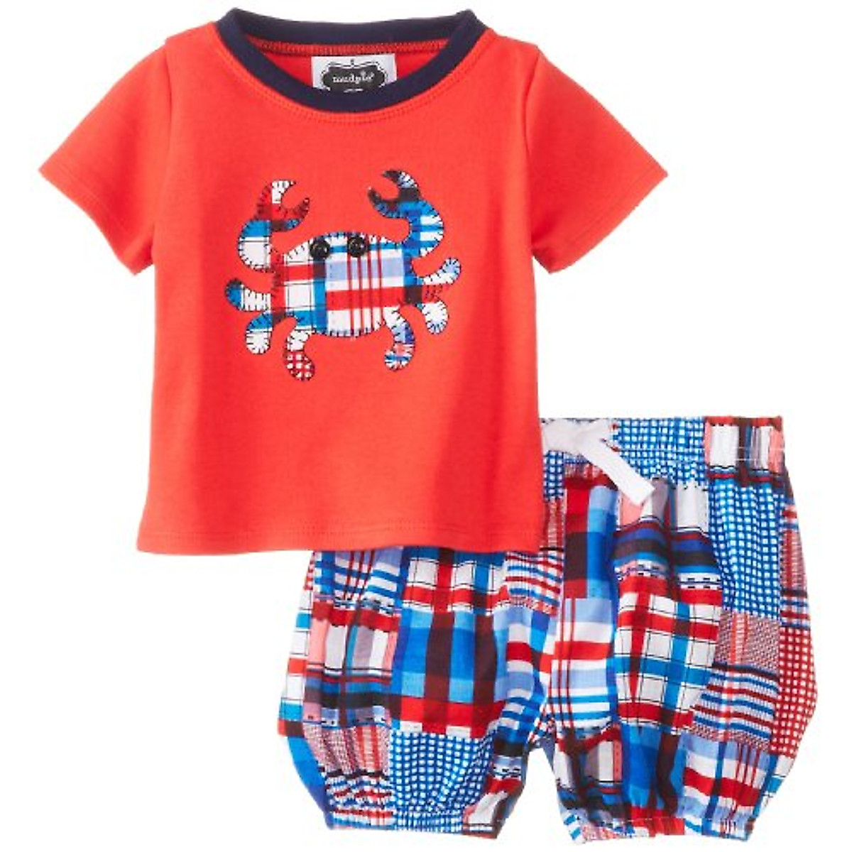 Mud Pie Baby-Boys Newborn Crab Plaid Diaper Cover Set, Multi, 9-12 Months