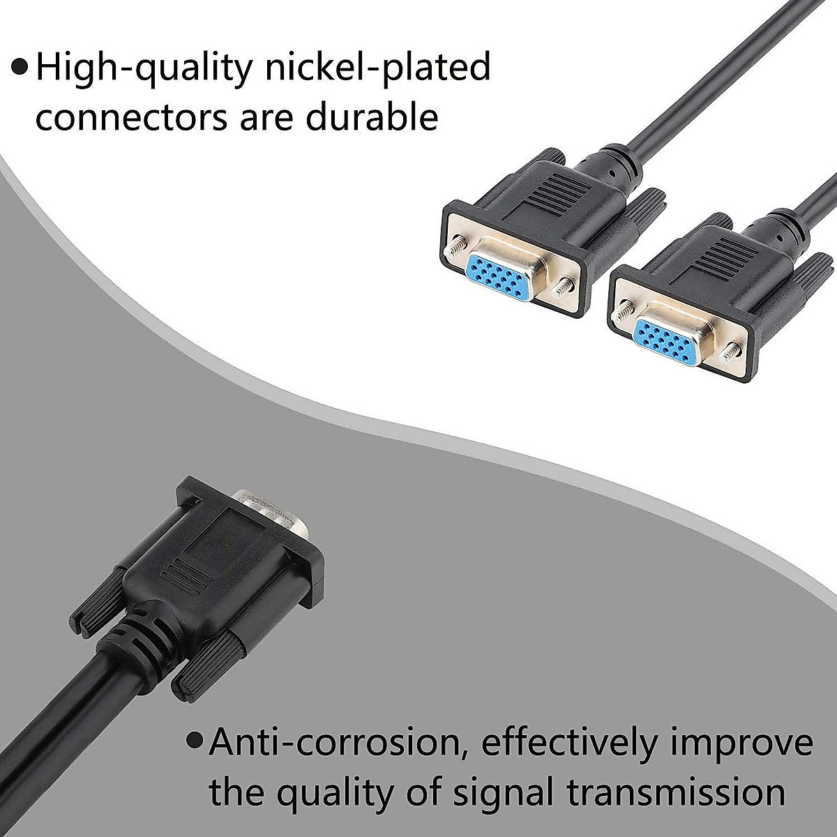 SAISN VGA Y Splitter Cable, VGA 1 Male to VGA 2 Female Adapter Cable Dual VGA Monitor Y Cable for Screen Duplication - 1 Feet, Black (No Screen Extension)