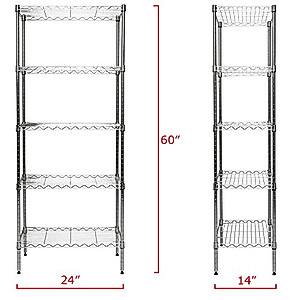 Apollo Hardware Chrome 5-Shelf Wire Shelving 24"x14"x60" (Chrome)