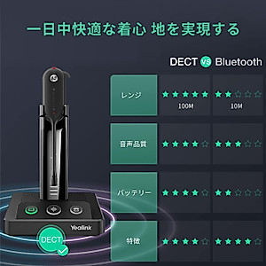 HWUSA Yealink WH63 Convertible UC DECT Wireless Headset with Charge Stand