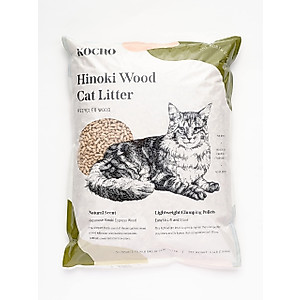 KOCHO Hinoki Wood Cat Litter, Upcycled, Ultra Lightweight, Natural Aroma of Hinoki Japanese Cypress, Gentle Clumping, Dust-Free