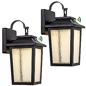 LED Dusk to Dawn Outdoor Lighting - 2 Packs Outdoor Wall Lights for House, 13W 3000K LED Outside Porch Lantern, Black Exterior Wall Sconce for Garage Doorway Garden, 100% Waterproof Anti-Rust