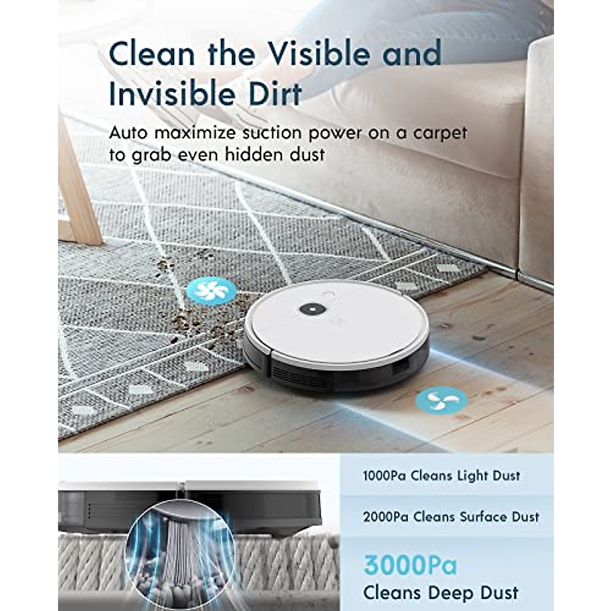 Yeedi vac Robot Vacuum with Advanced Mapping, 3000Pa Powerful Suction,Virtual Boundary, Carpet Boost, App ControlIdeal for Hard Floor, Carpet and Pet Family k650 Upgraded
