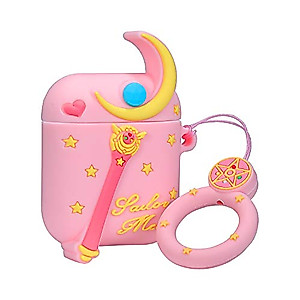 Coralogo Compatible with Airpods 1/2 Cute Case,Cartoon Character Silicone Airpod Designer Skin Kawaii Funny Fun Cool Keychain Ring Design Cover Air pods Cases for Girls Ladies Kids Teens(Magic Wand)