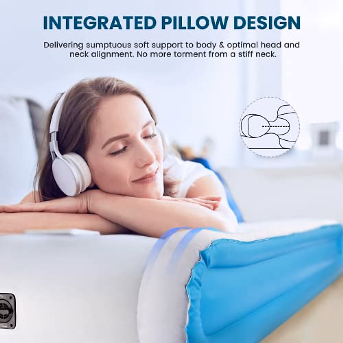 Valwix Queen Air Mattress with Built-in Pump & Pillow, 17'' Height Air Bed w/Supportive Tech, Inflatable Mattress for Home & Travel, 660 LBS Capacity