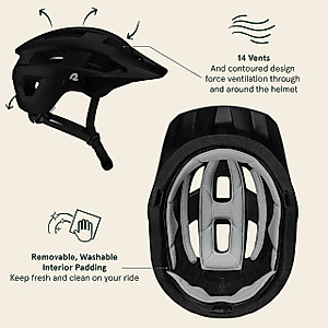 Retrospec Rowan Mountain Bike Helmet for Adults - Dirt Cycling Bicycle Helmets for Men & Women – Adjustable Size, Lightweight & Breathable - Matte Black