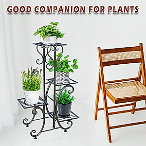 ZHAZHADI Metal Plant Stand Indoor Outdoor - 4 Tier Flower Pot Holder Shelf - Wrought Iron Planter Display Rack - Corner Vertical Shelves Organizer for Garden Patio Lawn balcony…