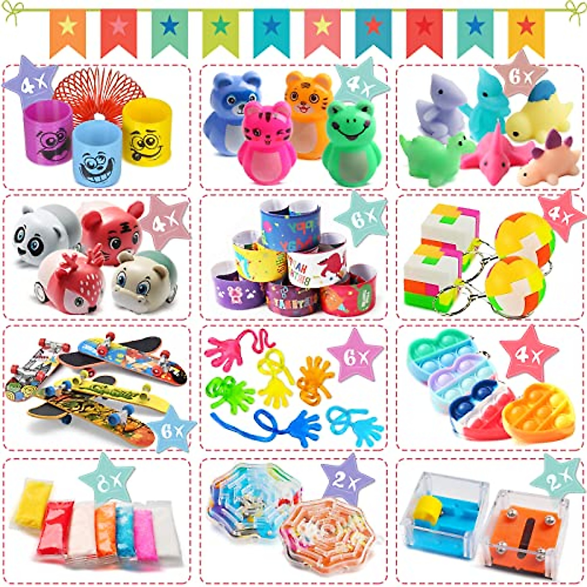 56 Pcs Party Favors Carnival Treasure Box Toys Classroom Prizes Small Mini Bulk Gifts Toys Pinata Stocking Stuffers for Kids Boys Girls 4-8 8-12 3-5, Goodie Bags Fillers for Kids Birthday Party