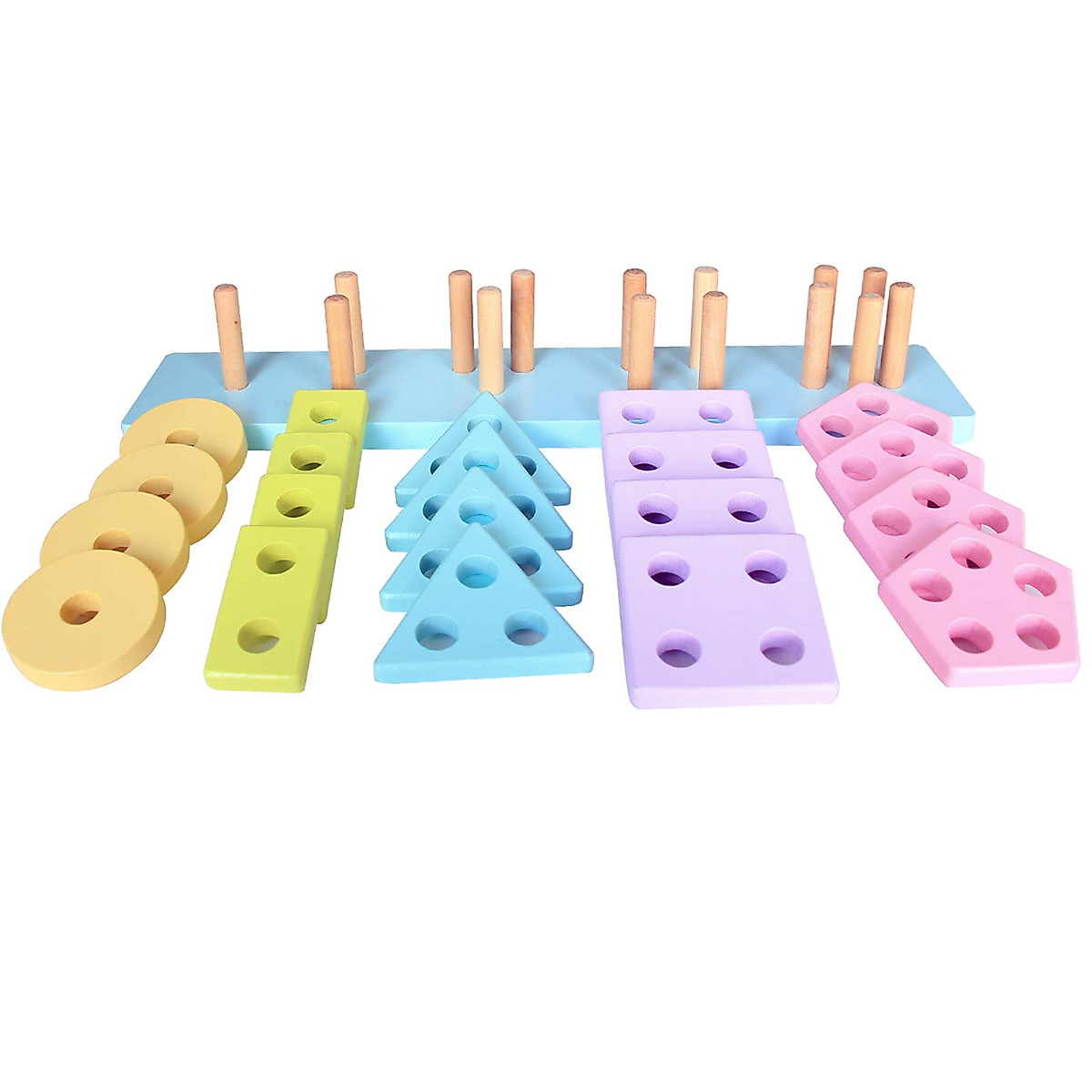 KIDS TOYLAND Wooden Toys for Toddlers 1-3, Shape Sorter Montessori Stacking Toys Educational Recognition Puzzle Stacker, Early Preschool Learning Gifts for 1 Year Old Girls Boys