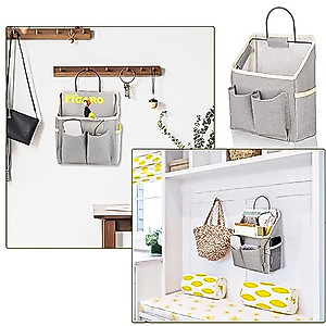 LYroo 2 Pack Wall Hanging Bag Organizer Basket with Pockets for Bathroom Bedroom Kitchen Dorm Room Essentials Rv Storage and Organization (Gray)