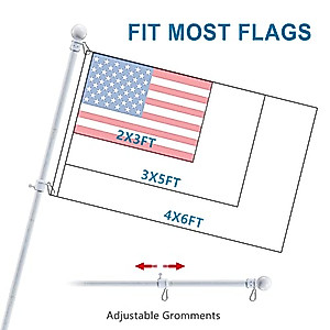 Flag Poles for Outside House - Outdoor Flag Pole for House with Tangle Free Flag Pole Rings for 3x5 Flags,5ft Heavy Duty American Flagpoles Residential kit for House,Porch,Truck,Boat,Car - White