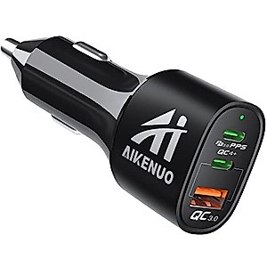USB C Car Charger, 60W 3 Port Fast iPhone Car Charger, Dual PD 30W & QC 30W & PPS 33W, Type C Super Fast Car Adapter, Quick Charge 3.0 Cigarette Lighter USB Charger for Samsung S22/S21, iPhone 14/13