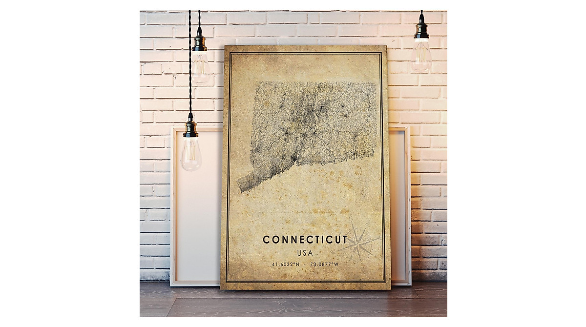 Connecticut Map Print: Vintage Wall Art Gift