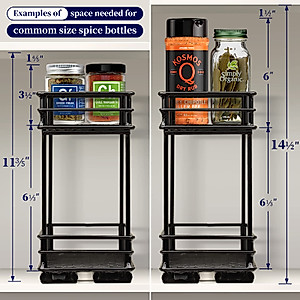 Kitsure Spice Rack Organizer for Cabinet - 2 Packs, Easy-to-Install Pull Out Spice Cabinet Organizers, 4.33''Wx10.23''Dx8.54''H Slide Out Spice Racks