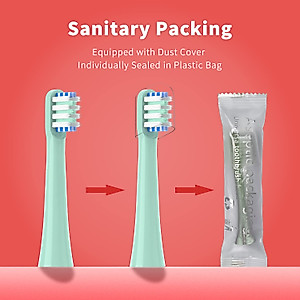 Replacement Toothbrush Heads Compatible with Colgate Hum Connected Smart Battery Toothbrush Refill Head, Green, 6 Pack