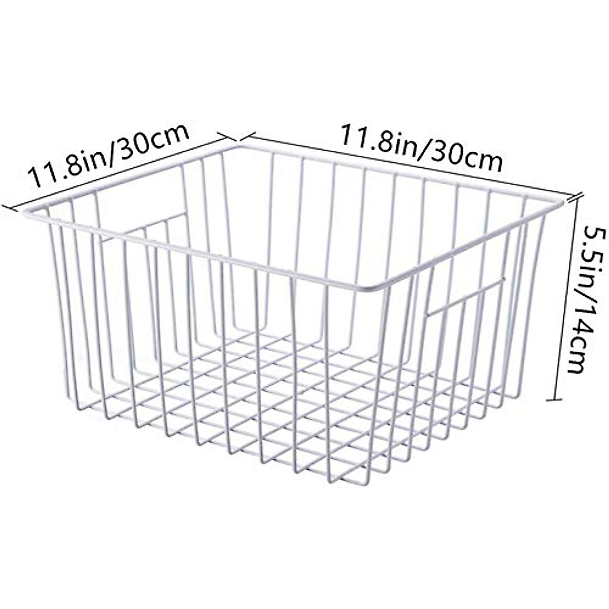 iPEGTOP Refrigerator Chest Freezer Baskets, Large Household Wire Storage Basket Bins Organizer with Handles for Kitchen, Pantry, Freezer, Cabinet, Closets, Pearl White, Set of 4