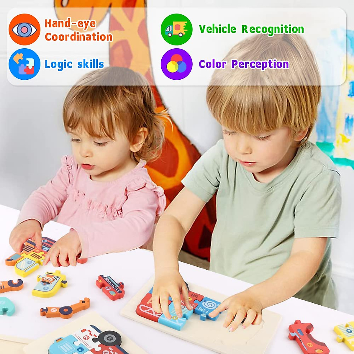 Toddler Puzzles,Wooden Puzzle for Toddlers, 3 Sets of Animals Puzzles Dinosaur Crocodile Worm,Colorful Wood Numbered Puzzles Baby Infant Kid Preschool Learning Educational Toys