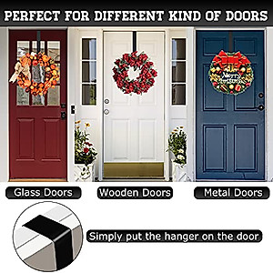Komotu 15" Wreath Hanger for Front Door - Halloween Christmas Easter Decoration Metal Over The Door Single Hook Ornament Wreath Door Hanger (Black)