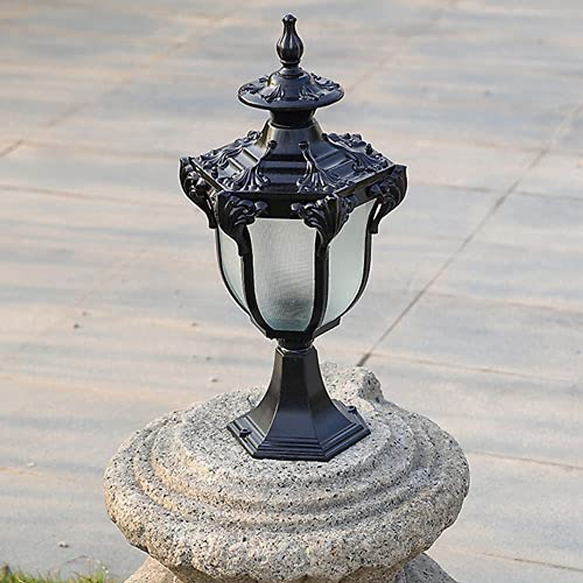 MHCZBGY Home Outdoor Column Headlights Garden Villa Decorative Lamp Aluminum Black Pillar Light Waterproof Column lamp Vertical Yard Column Light Outdoor Column lamp