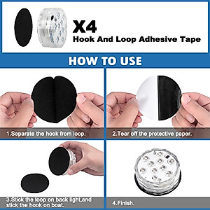 Obcursco Wireless Boat Lights, Battery-Powered RGB Multi-Color Submersible LED for Interior, Deck, and Courtesy Lighting, Ideal for Pontoon, Kayak, Fishing, and Jon Boats (4 PCS)