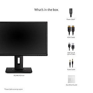 ViewSonic VG2440 24 Inch IPS 1080p Ergonomic Monitor with Integrate vDisplyManager HDMI DisplayPort VGA USB Inputs for Home and Office,blue