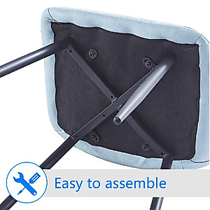 Btrpily 4 Set of Dining Chairs, Metal Frame Dining Chair for Kitchen Room,Technology Cloth Seat Chair for Living Room, Bedroom(Light Blue)