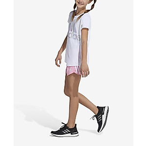 adidas Girls' Stripe Mesh Shorts, Light Pink, Large