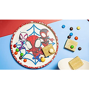 Zak Designs Marvel Spider-Man Dinnerware Set for Kids Includes 8" Plate, 6" Bowl, and 10oz Tumbler, Durable and Sustainable Melamine Bamboo Material (3-Piece Set, Spidey and His Amazing Friends)