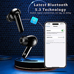 AWEI S1 Ultra Wireless Earbuds Bluetooth 5.3 Earbuds with 4 Mics Call Noise Cancelling, 10 mm Drivers, Stereo Sound Deep Bass in-Ear Headphones, Game Mode, IPX7 Waterproof for Gym Running
