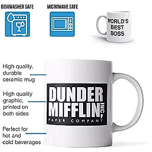 Deoqash Worlds Best Boss Mug, The Office- Best Boss Ever Mug Dunder Mifflin Ceramic Mug 11 oz, Gift for Boss Coworkers or Friends