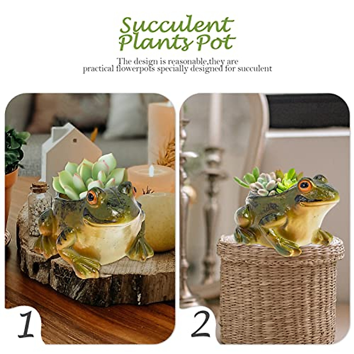 Hemoton Frog Planter, Ceramic Frog Shaped Plant Pot/Bonsai Pot/Flower Pot/Succulent Planter Multipurpose Pot for Indoor Home Desk Decoration