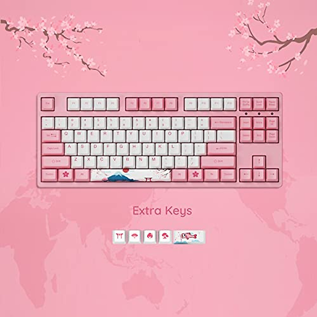 Akko TKL Wired Gaming Mechanical Keyboard, Programmable with OEM Profiled PBT Dye-Sub Keycaps and N-Key Rollover, 3087 Tokyo 87-Key Pink Keyboard for PC/Laptop/Mac (Akko 2nd Gen Orange Tactile Switch)
