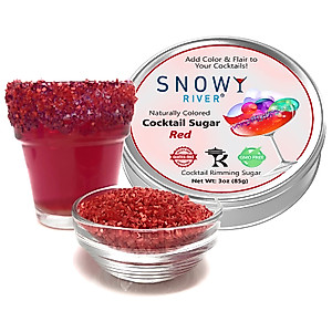 Snowy River Cocktail Sugar 3oz Gift Pack, All Natural Beverage Rimmer for Cocktails & Margaritas in Gift Rimmer Tin, Drink Decorating (Red)