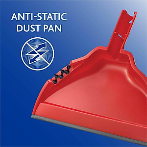 O-Cedar PowerCorner Angle Broom with Dustpan, Red, 1 Each