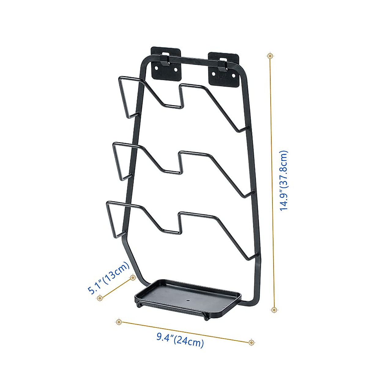 Poeland 3 Section Wall Mounted Pot Lid Holder, Door Mounted Pot Cover Rack, Pot Lids Storage Organizer for Kitchen Cabinet