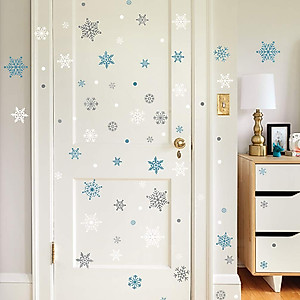 Paper Riot Co. Peel-and-Stick Assorted Snowflake Frozen Theme Holiday Vinyl Wall Decal Set, 186 Count
