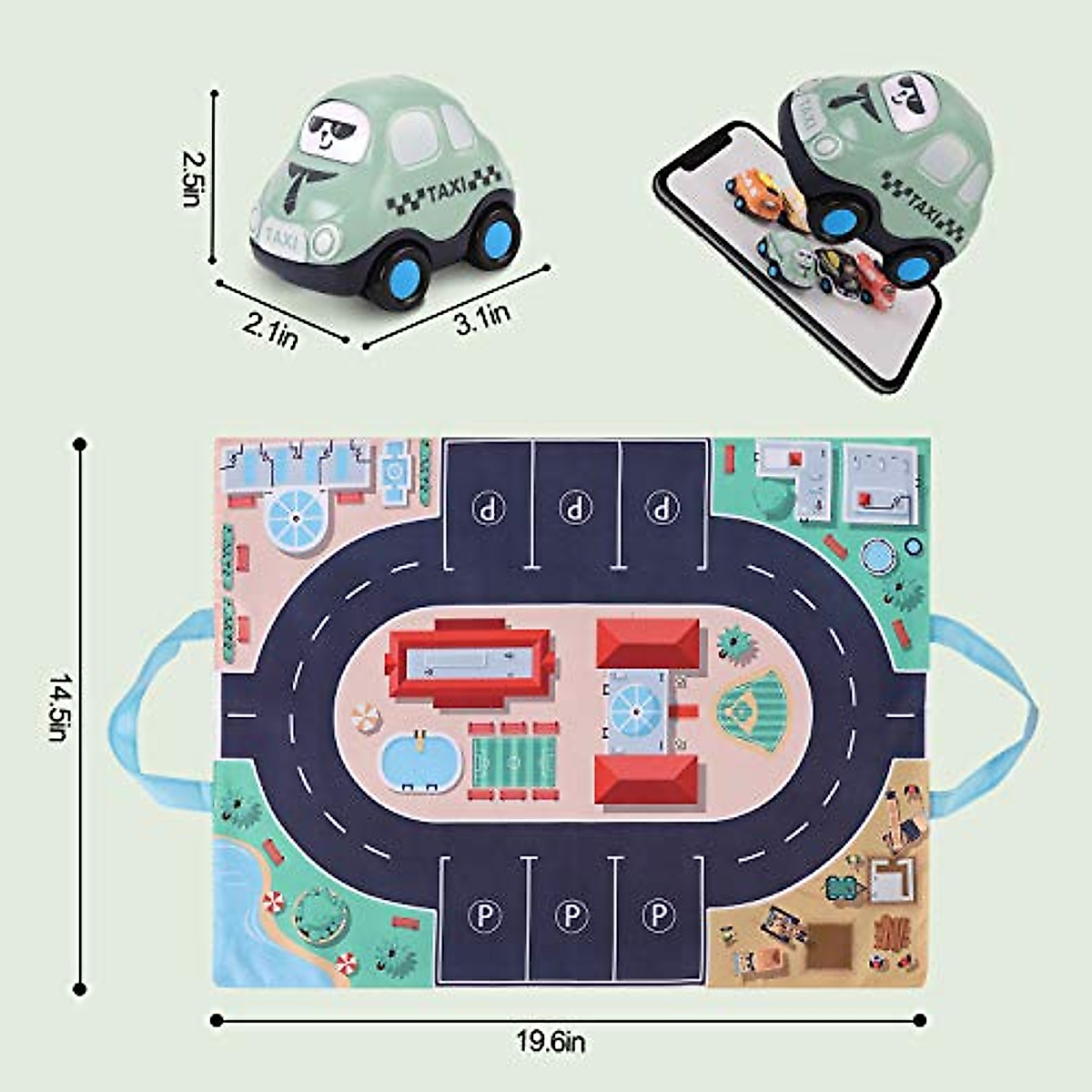 EARCASE Baby Toy Cars for 1 2 3 Year Old Boy with Play Mat Storage Bag, Push and Go Car Toddler Toy Friction Powered Cars, Best Gift Toy for 1 2 3 4 5 Year Old Boys Girls