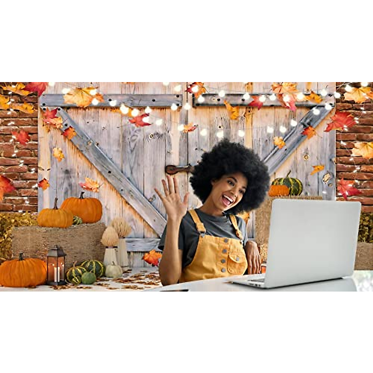 YYNXSY Fall Thanksgiving Backdrop Autumn Pumpkin Harvest Barn Background Hay Maple Leaves Baby Shower Banner Supplies Photo Booth Prop 7X5FT YY-2515