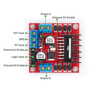 KeeYees L298N Motor Drive Controller Board Stepper Motor Control Module Dual H-Bridge with DC Motor and Smart Car Wheel Compatible with Arduino