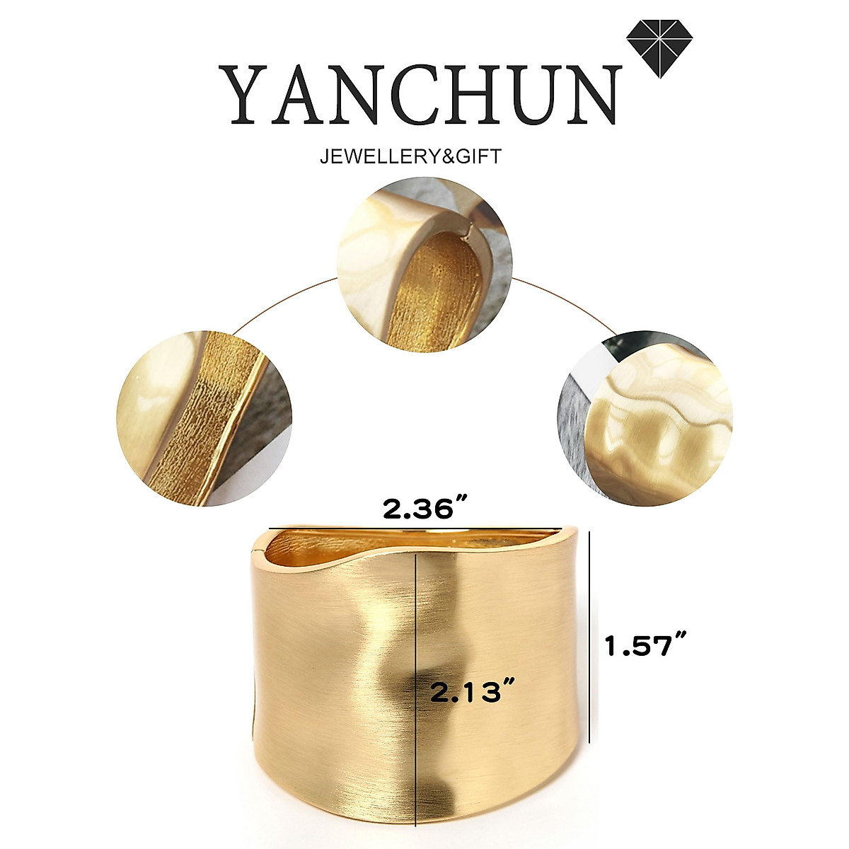 YANCHUN Gold Cuff Bracelets for Women Bangle Bracelet Chunky Gold Bracelet Non Tarnish 14K Gold Bracelets Trendy Jewelry Gifts
