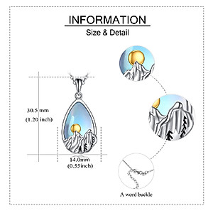 YFN Sterling Silver Moonstone Mountain Pendant Necklace Nature Jewelry Gift for Skiers, Hikers, Campers, Climbers and Nature Lovers