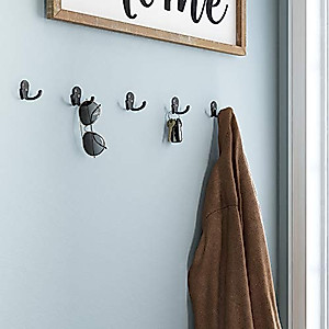 Franklin Brass Double Prong Towel Hook, Robe Hook Flat Black Towel Holder for Bathroom, Bathroom Accessories, B59104M-FB-C