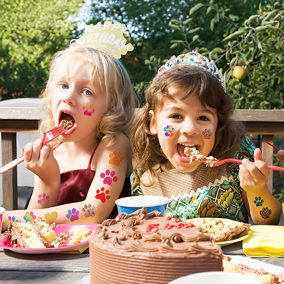 Dog Paw Tattoos Temporary Birthday Party Supplies Decorations Favors Cute Tattoo Sticker 8 Sheets 96 PCS Gifts for Kids Girls Boys Class School Prizes Rewards Carnival Christmas