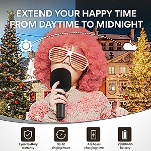 MAONO Bluetooth Karaoke Microphone for Kids, MKP100 Portable 3 in 1 Wireless Handheld Mic with Speaker and Recording for Smartphones,Computers, Car Kids,Party,Gift to Family and Friends(Black)