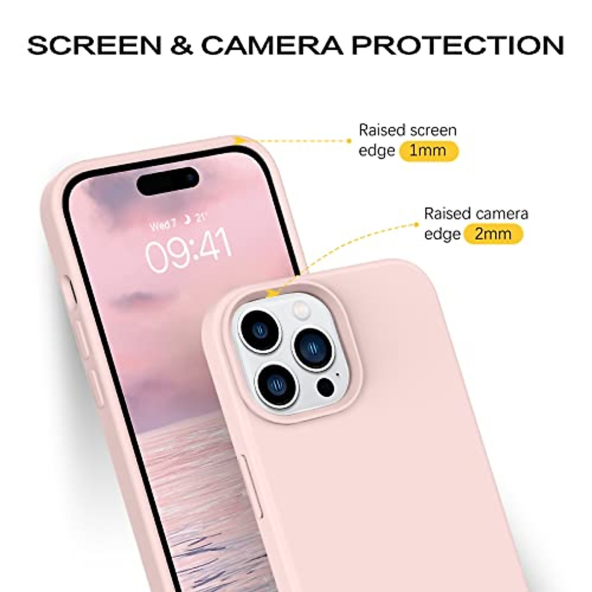 BENTOBEN for iPhone 14 Pro Max Case, Soft Silicone Gel Rubber Bumper Microfiber Lining Hard Back Shockproof Protective Phone Cover for iPhone 14 Pro Max 6.7", Sand Pink