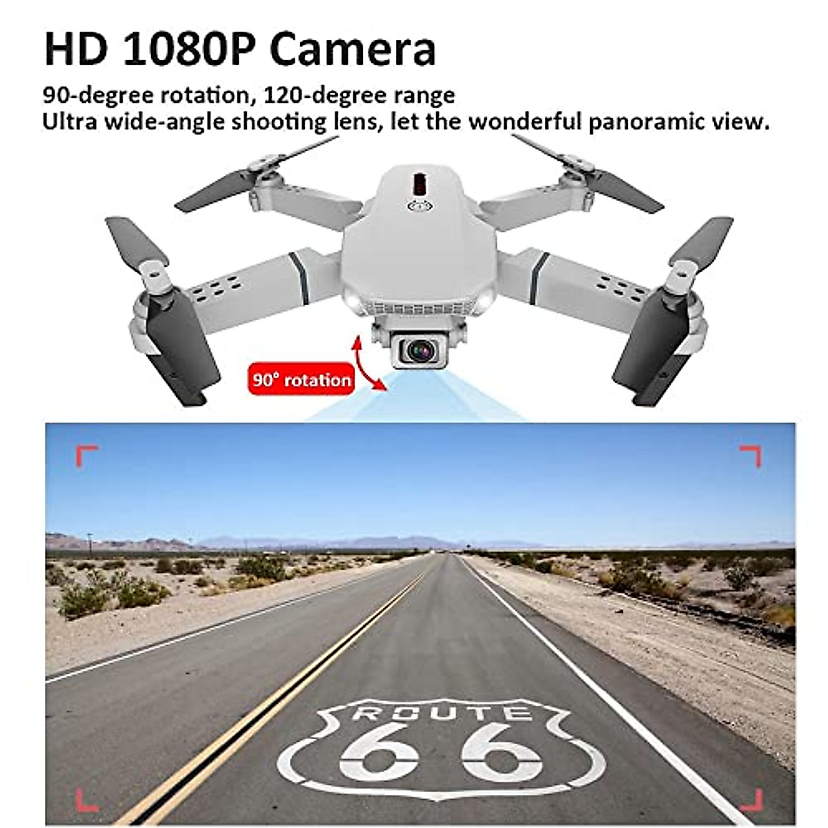 FDWYTY Drone with Camera, 1080P HD FPV Mini Foldable RC Quadcopter with Altitude Hold, Headless Mode Remote Control Aircraft Toys Gifts for Kids Adults Boys Girls Beginners - 2 Batteries, 25 Mins Flight Time, Gray