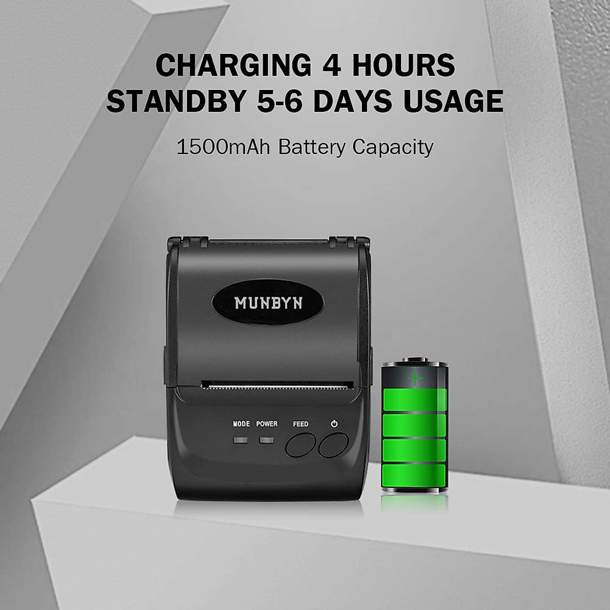 MUNBYN Android Wireless Bluetooth Thermal Printer with Carry Case, Portable Mini 2 Inches 58mm Bill Receipt Printer Impresora térmica, Thermal POS Printer Support ESC/POS/Star Command