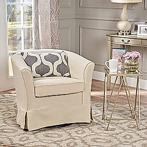 Christopher Knight Home Cecilia Swivel Chair with Loose Cover, Natural Fabric, Dimensions: 28.74”D x 27.50”W x 27.17”H