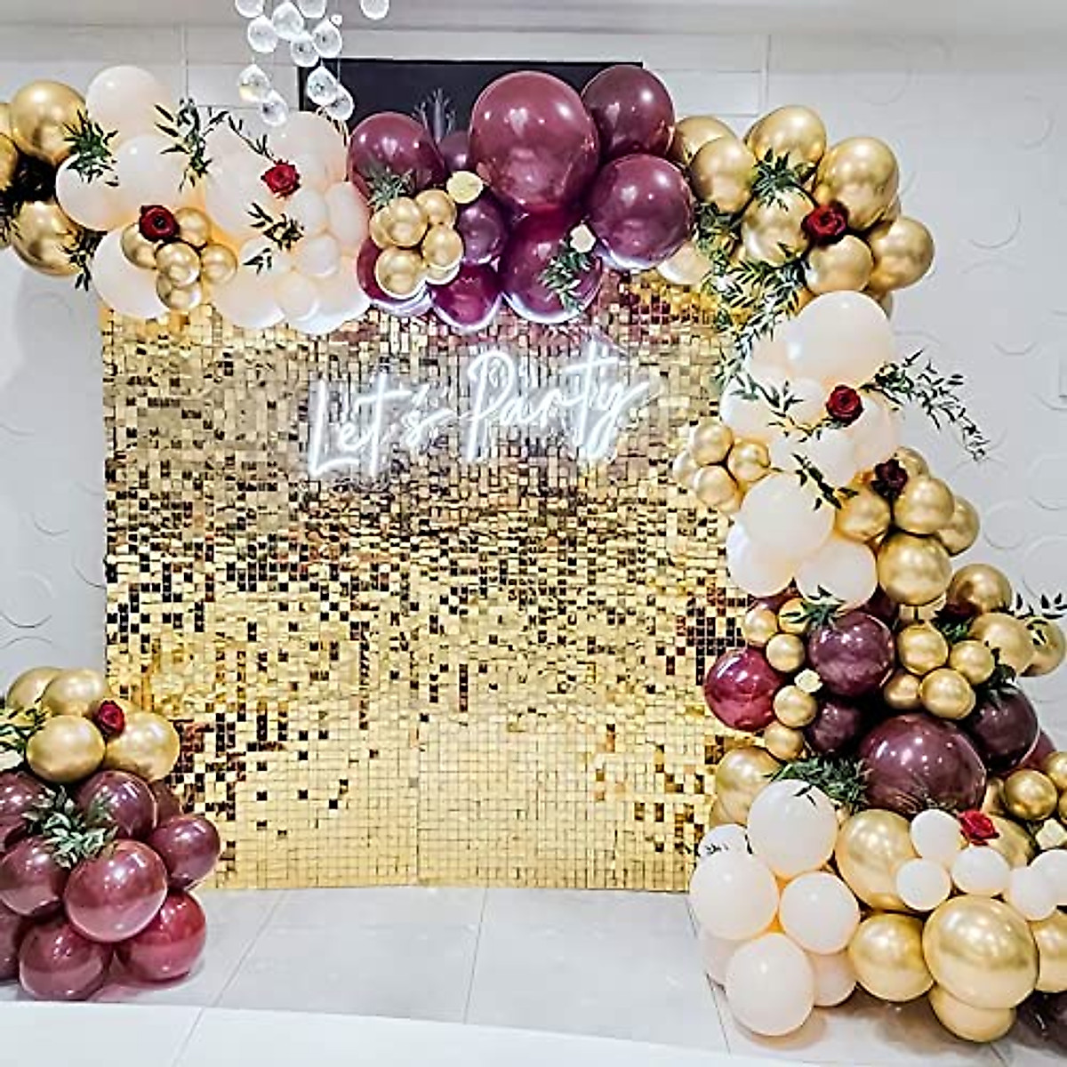 Burgundy Maroon Balloon Garland Arch Kit, 114Pcs Burgundy Gold and Cream Ivory Balloons for Birthday Valentines Day Wedding Bachelorette Bridal&Baby Shower Engagement Thanksgiving Friendsgiving Party Decoration Supplies