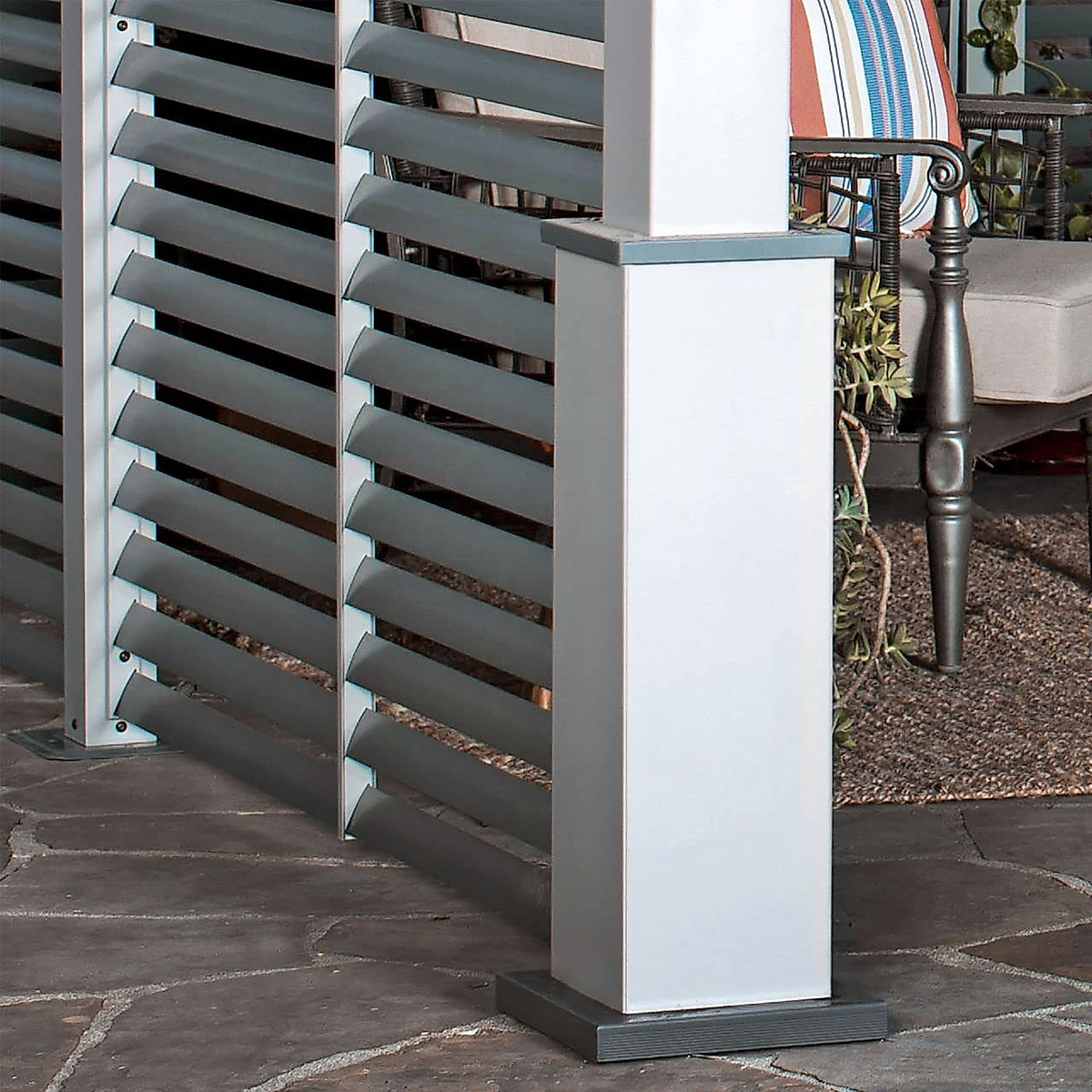 Sojag Outdoor 12' x 12' Nanda Louver Wall Hardtop Gazebo Outdoor Sun Shelter, Light Grey